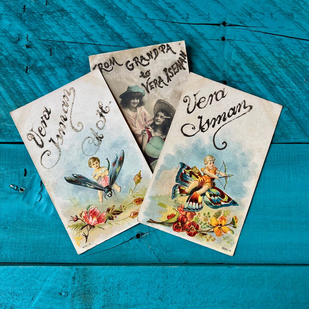 Vintage Glitter Postcards: Early 1900s Vera Isman, Insect Postcards ...