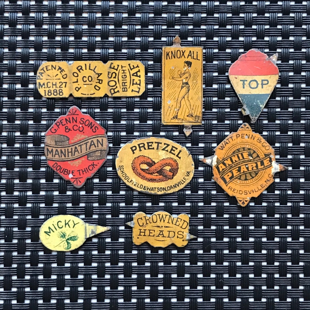 Antique Tin Tobacco Tags SOLD INDIVIDUALLY, Rose Leaf Bright/manhattan ...