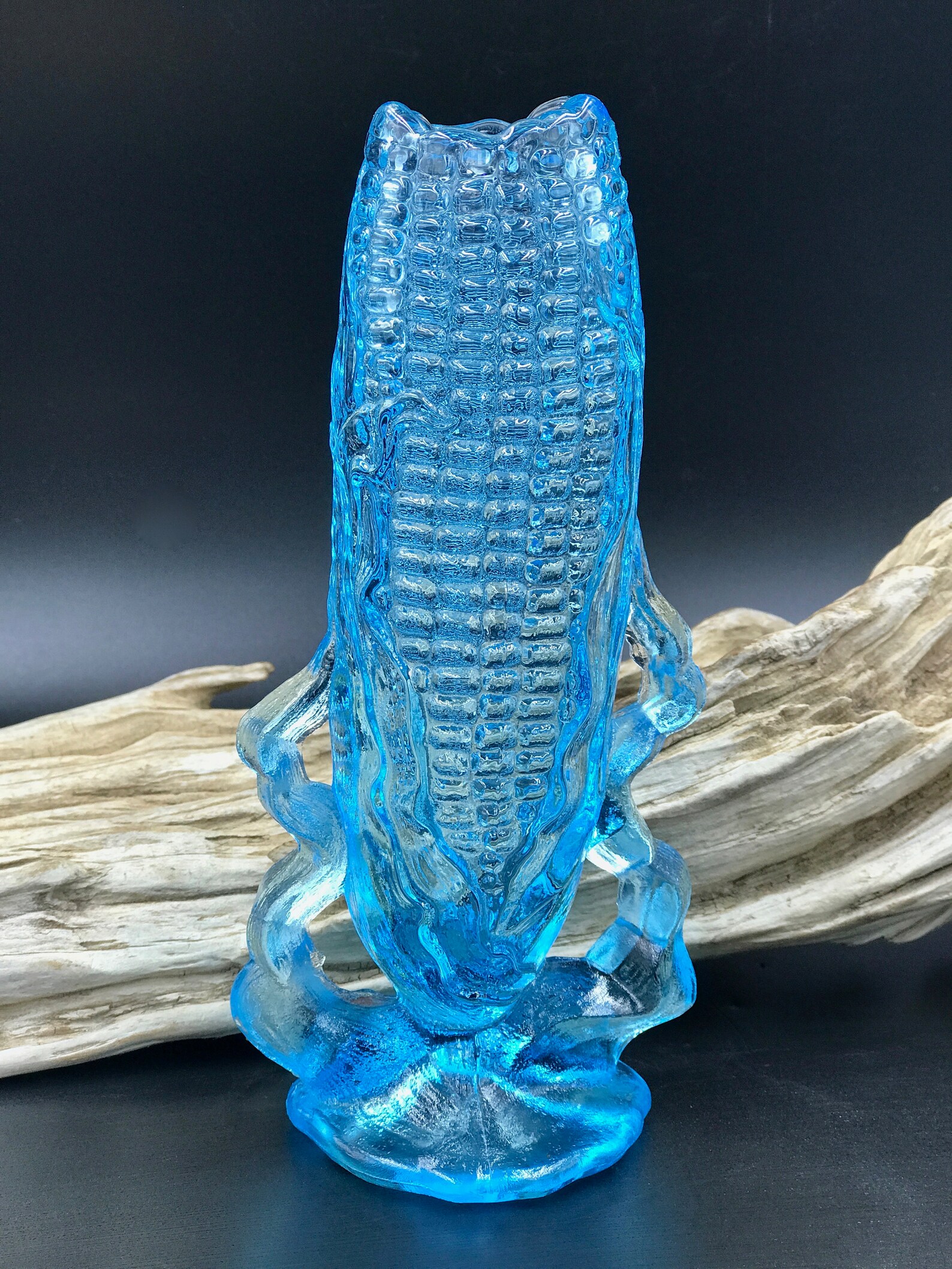 VTG L.G. Wright Blue Glass Corn Vase L.G. Wright Blue Corn | Etsy