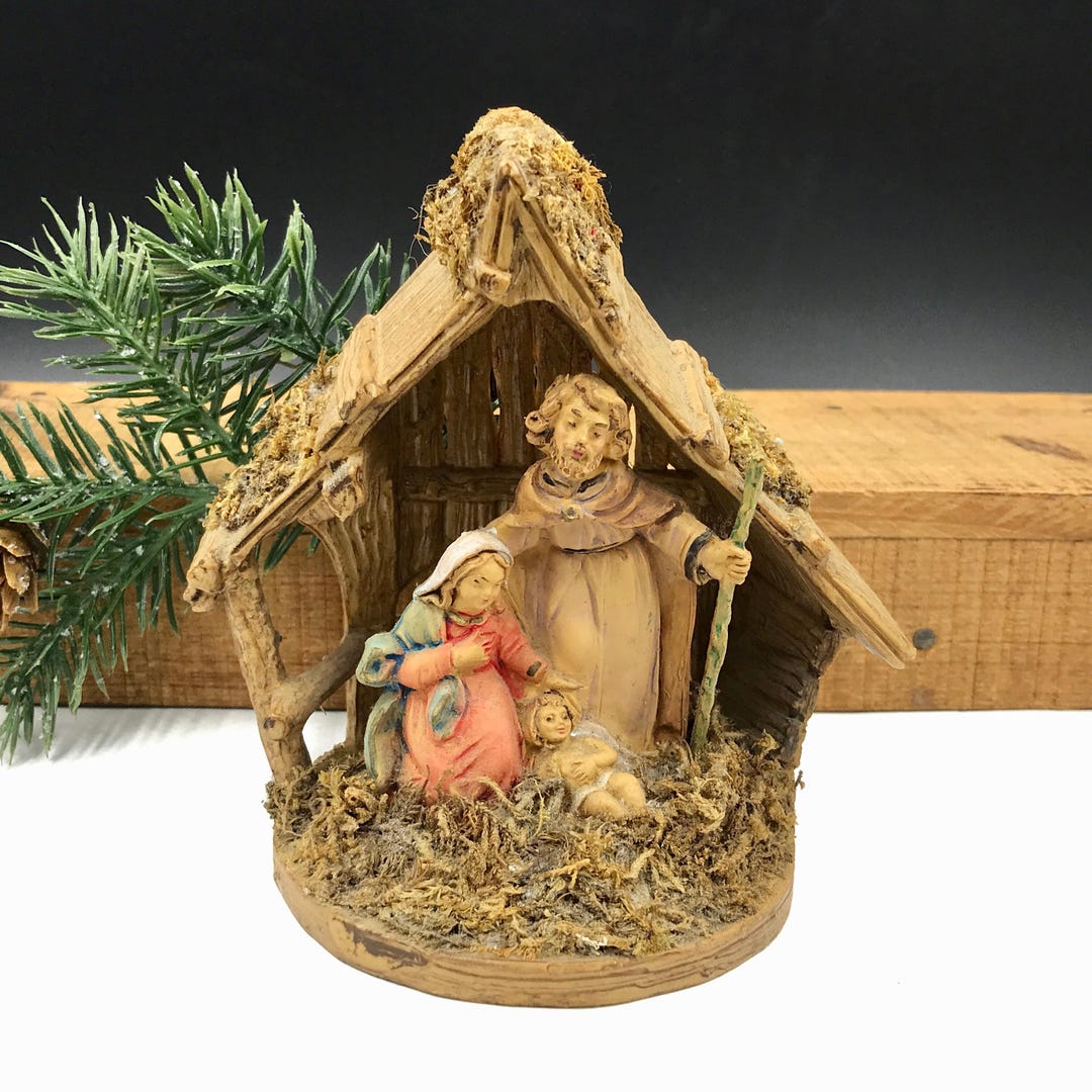 Vintage Italian Nativity Scene: Holy Family Tabletop Manger - Etsy