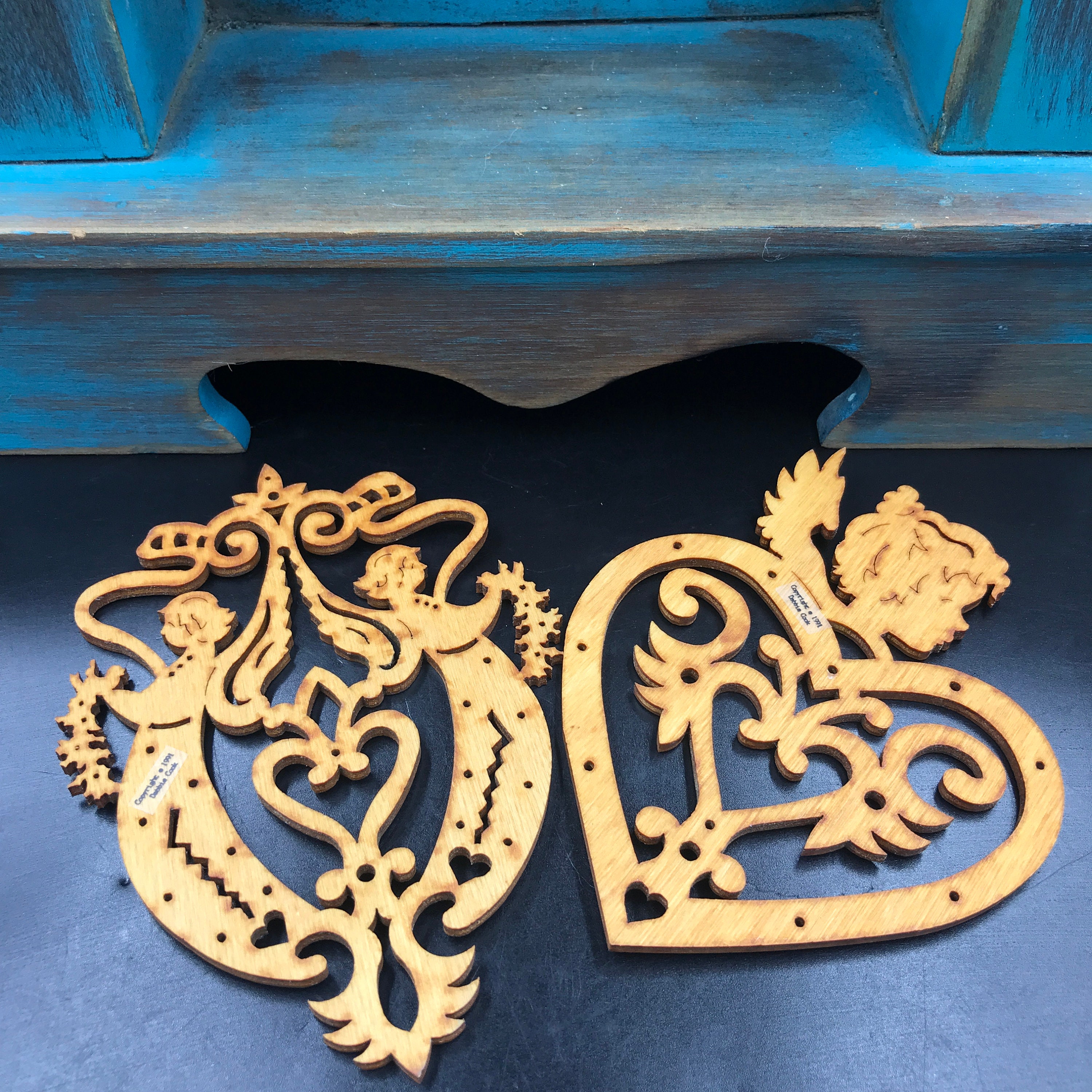 TWO 1991 Debbie Cook Laser Cut Wood Angel Ornaments Cutout - Etsy