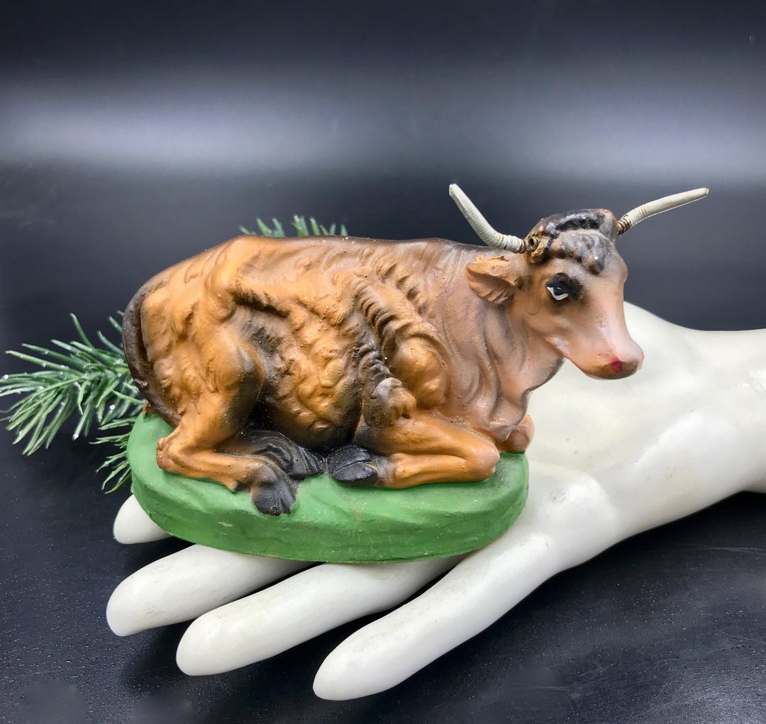 NICE VTG Made in Italy Nativity Cow, Italian Paper Mâché Composition ...