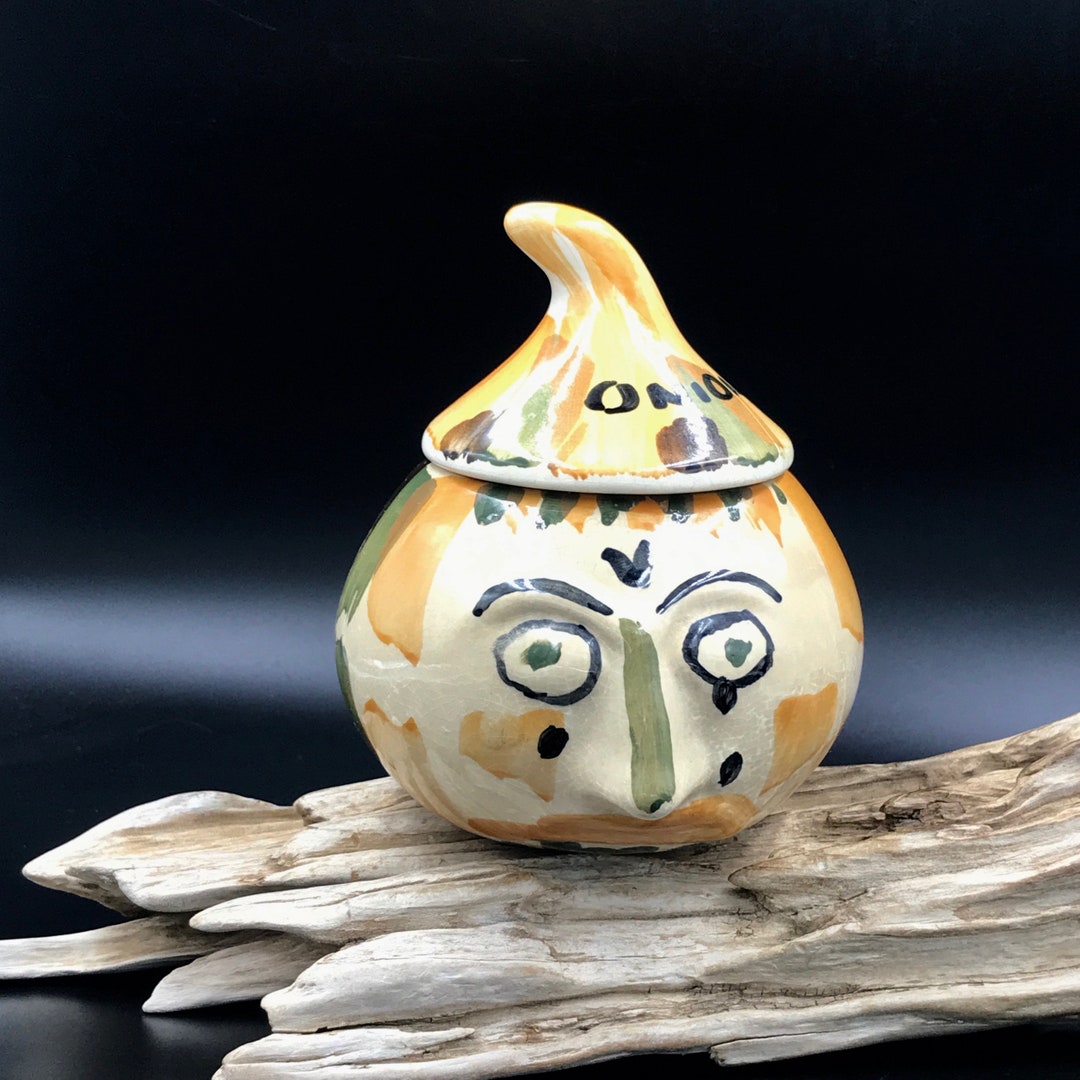 Mid Century ELAN CRAFT Welsh Pottery Onion Face Pot/jar With Lid ...