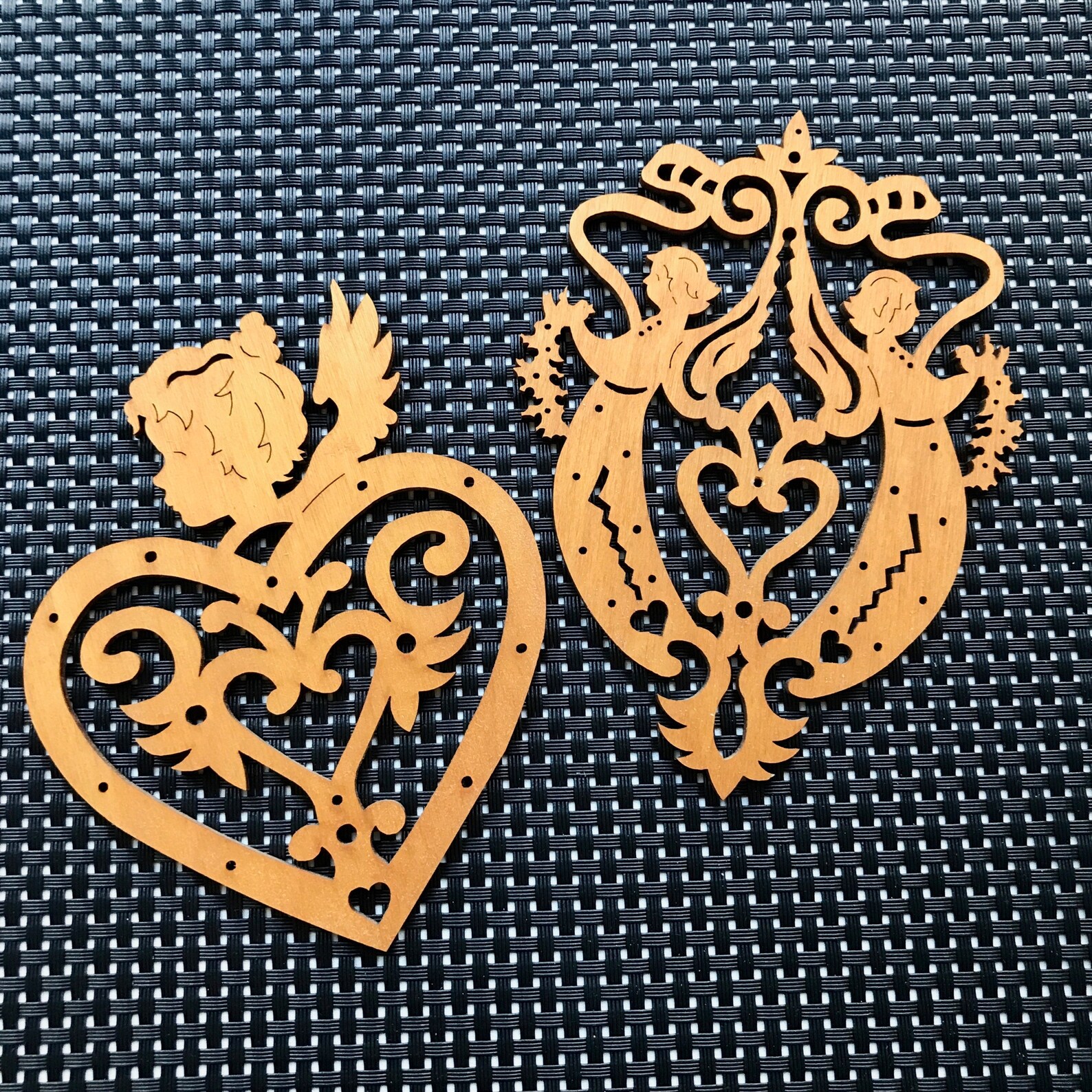 TWO 1991 Debbie Cook Laser Cut Wood Angel Ornaments Cutout - Etsy