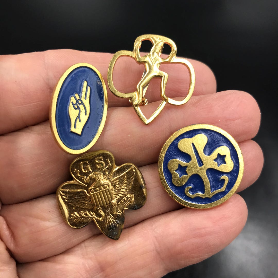 Lot of 4 1960s Girl Scout/brownie Scout Badge Pins, Girl Scout Pins ...