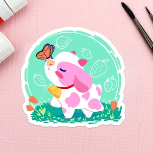 Fresa Strawberry Cow Sticker | 3" | Cute Pastel Vinyl Sticker - Etsy