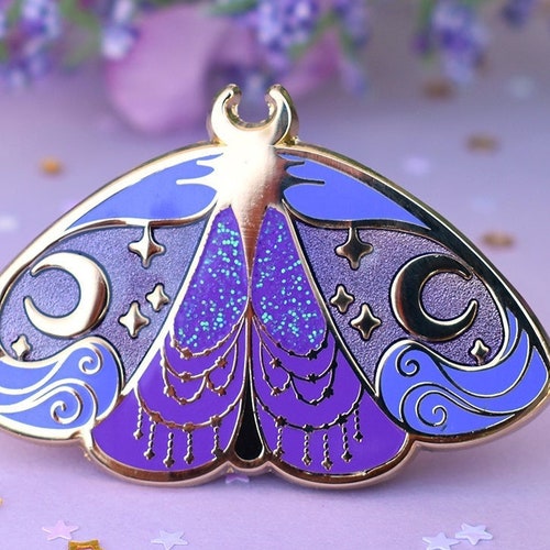 Anodized Atlas Moth Pin - Etsy