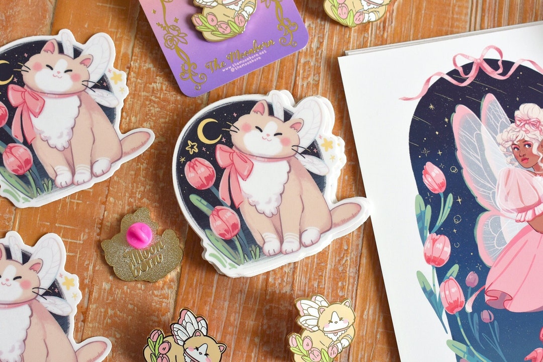 Fairy Kitten Sticker | 3" | Cute Fantasy Cat Art - Etsy