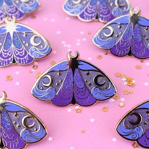 Nyx Moth Greek Mythology Enamel Pin | 2" Wide | Goddess of Night, Dark ...