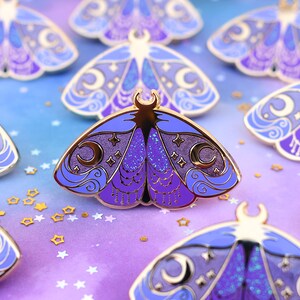 Nyx Moth Greek Mythology Enamel Pin | 2" Wide | Goddess of Night, Dark ...