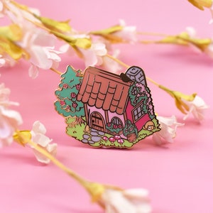 Spring Cottage Enamel Pin | 1.6" Tall | Cute Pastel Accessory - Etsy
