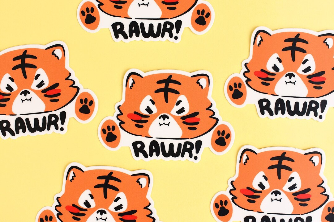 Tiger Rawr! Sticker | 3" | Cute Wildlife Vinyl Sticker - Etsy