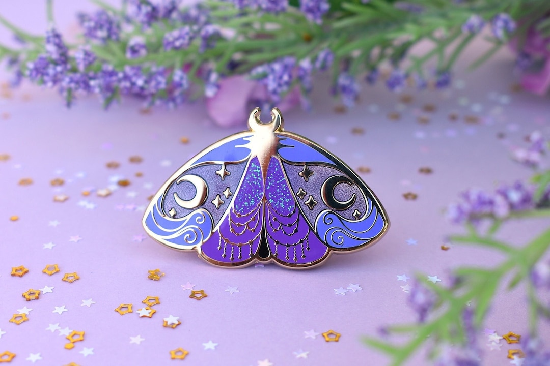 Nyx Moth Greek Mythology Enamel Pin | 2" Wide | Goddess of Night, Dark ...