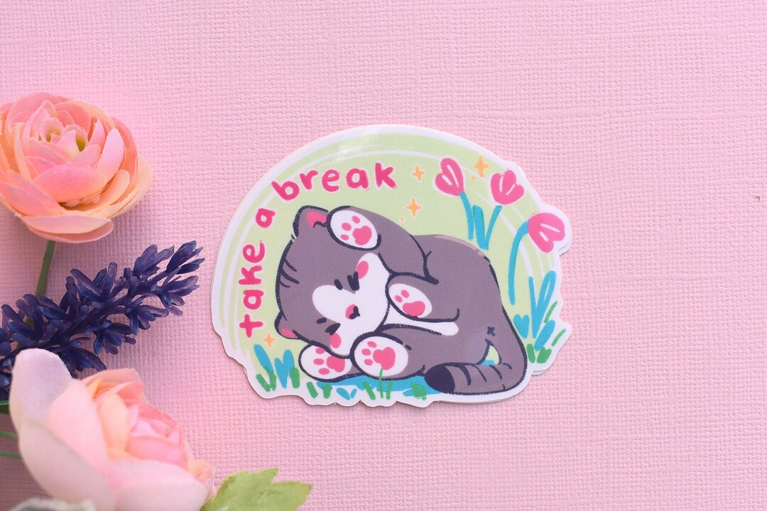 Take a Break Sticker | 3" | Cute Kitten Art for Cat Lovers - Etsy