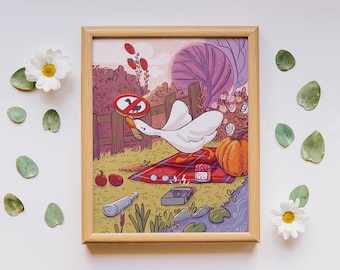 Angry Goose Art Print Bird Art Illustration Funny Rage Geese - Etsy