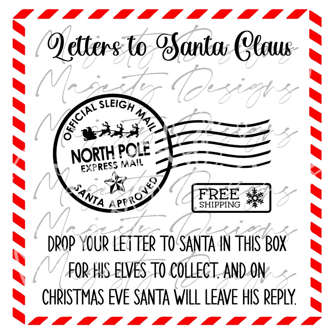 Letters To Santa Claus Post Box Sticker Decal Png Digital File Only