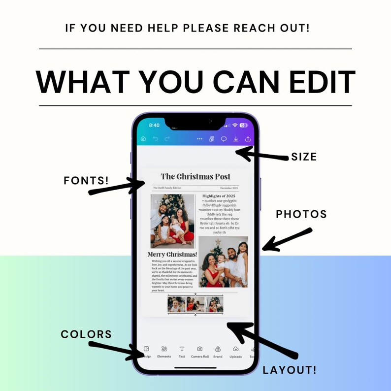 Editable Christmas Newsletter Template, Family Year in Review (canva ...