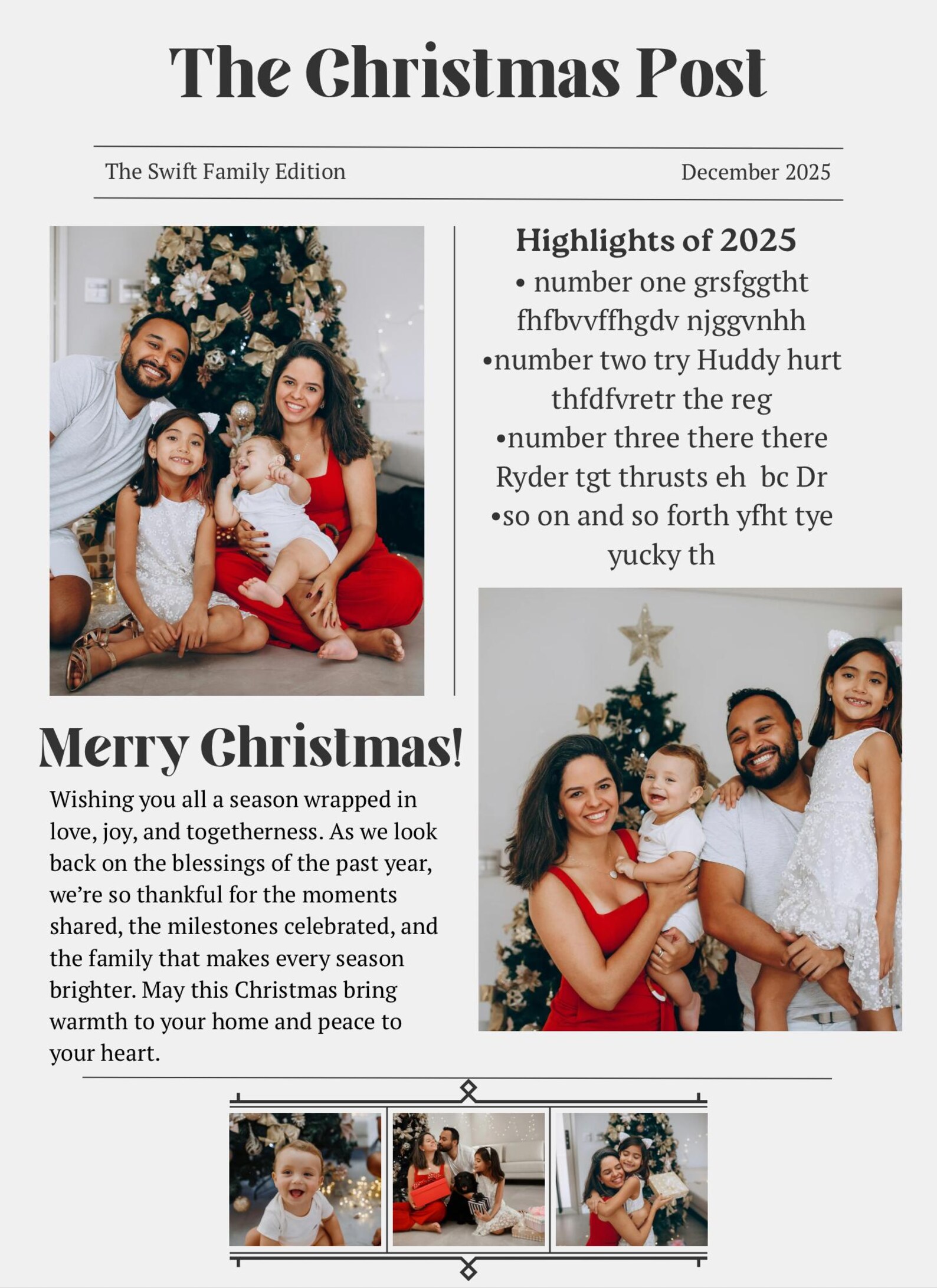 Editable Christmas Newsletter Template, Family Year in Review (canva ...