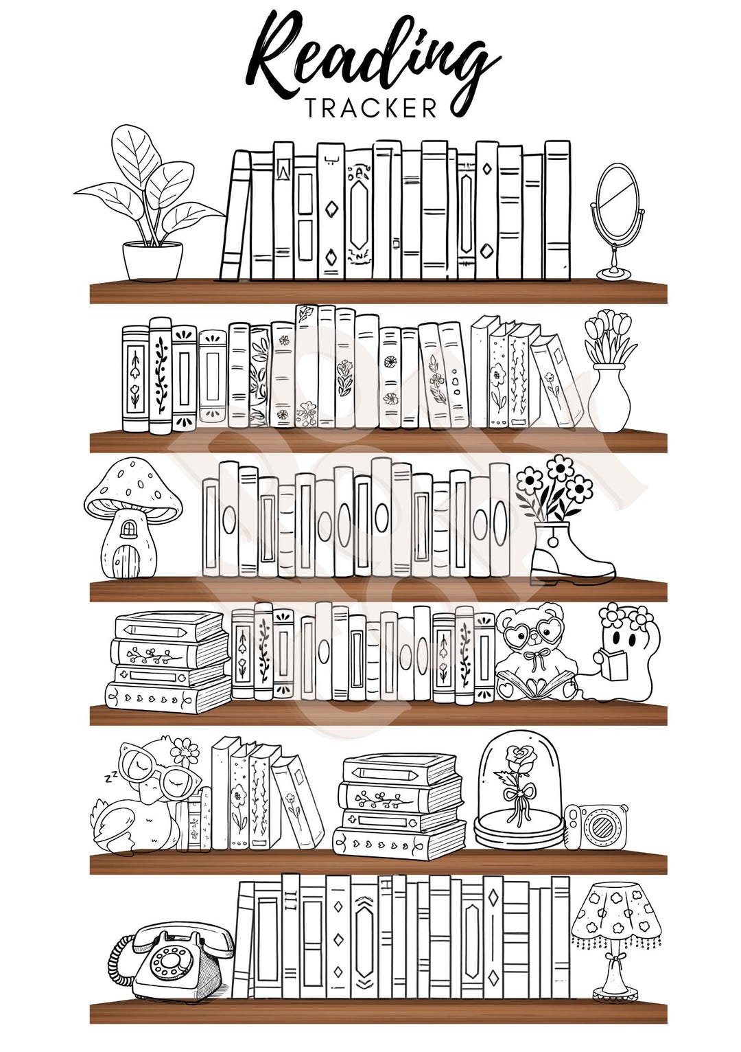Book Tracker Printable | Bookshelf Reading Log (PDF) - Etsy