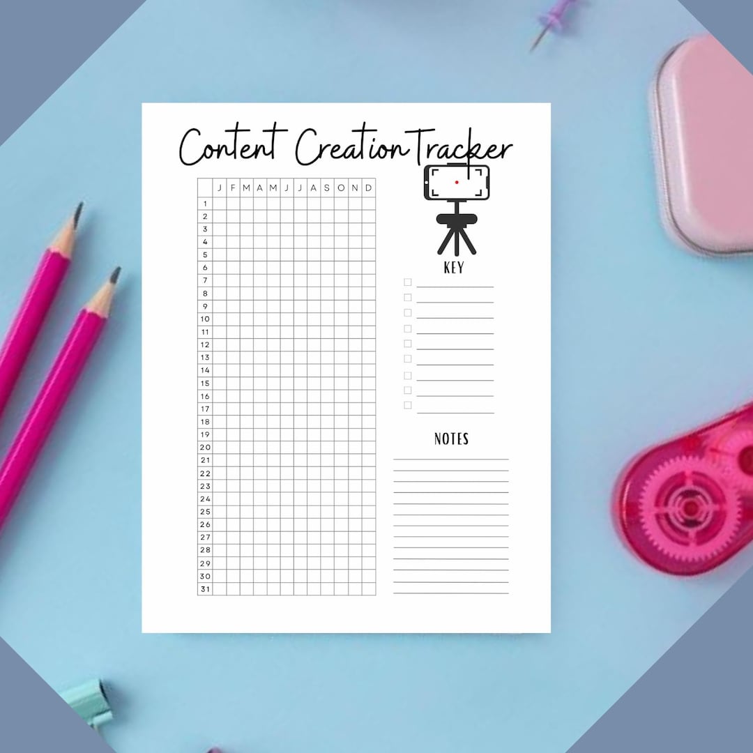 Content Creation Tracker Printable | Social Media Planner | Content ...