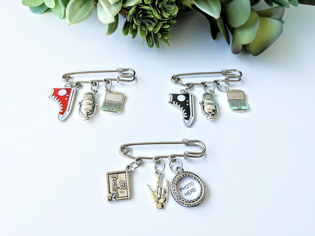 Teacher Charm Pins - Etsy