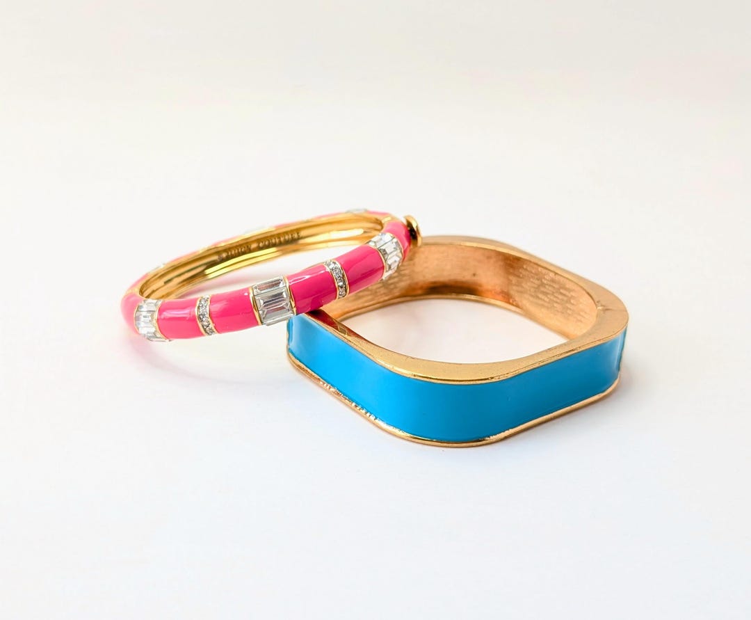 Electric Pink and Blue Enamel Bangle Bracelets (2 Options Available) - Etsy