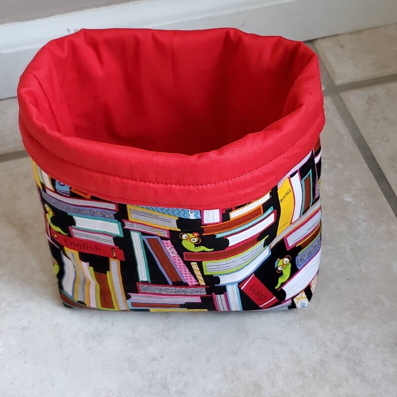 Bookworm Fabric Bag Basket Bin Bookstore Gift for Book - Etsy