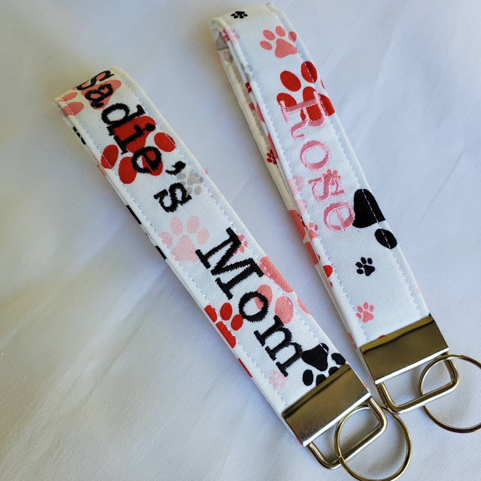 Custom Embroidered Wristlet Key Fob Keychain Pet Lover | Etsy