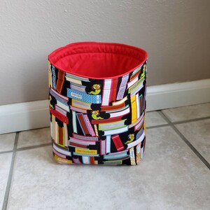 Bookworm Fabric Bag Basket Bin, Bookstore, Gift for Book Lovers, Reader ...