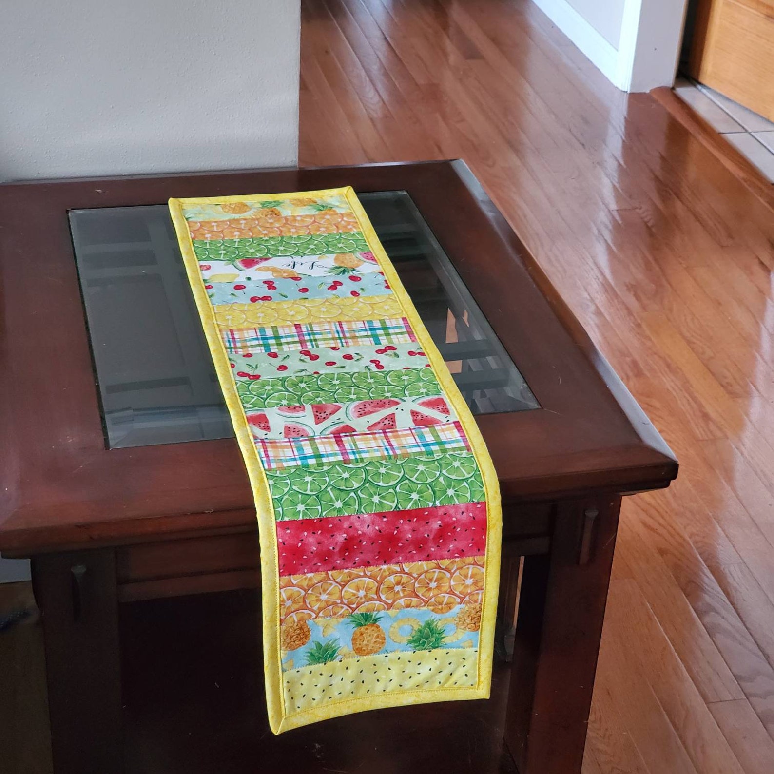 Quilted Summer Fruit Theme Table Runner Summer Table Topper - Etsy