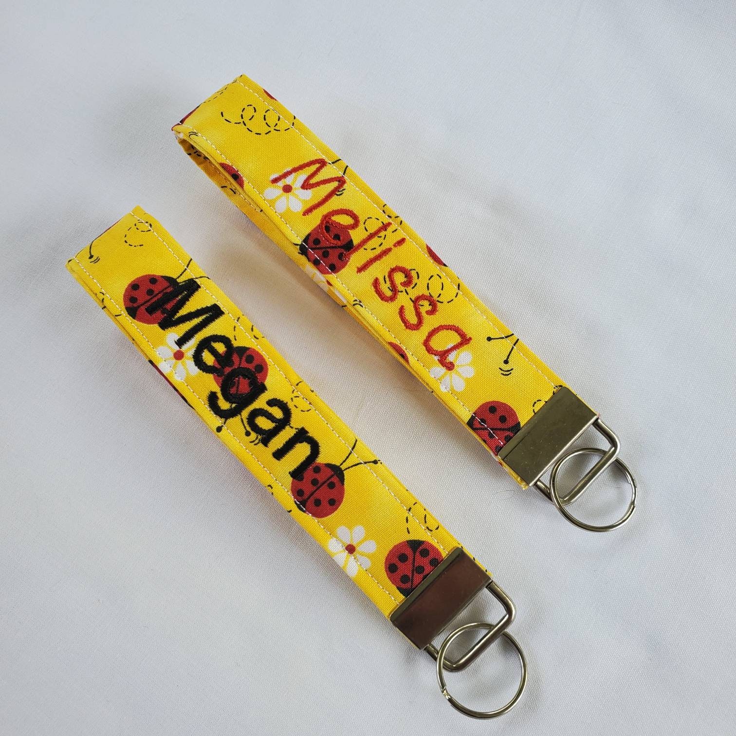 Custom Embroidered Wristlet Key Fob Keychain Lady Bug Print | Etsy