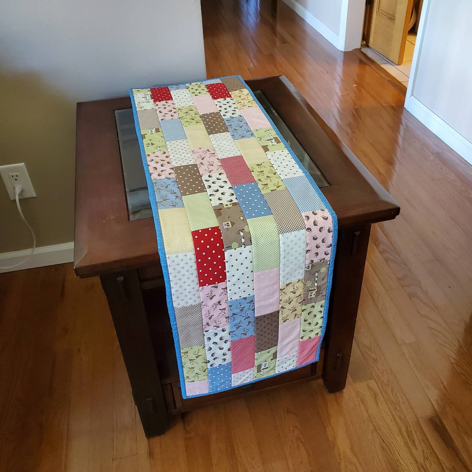 Quilted easter table topper runner pastel easter egg table | Etsy