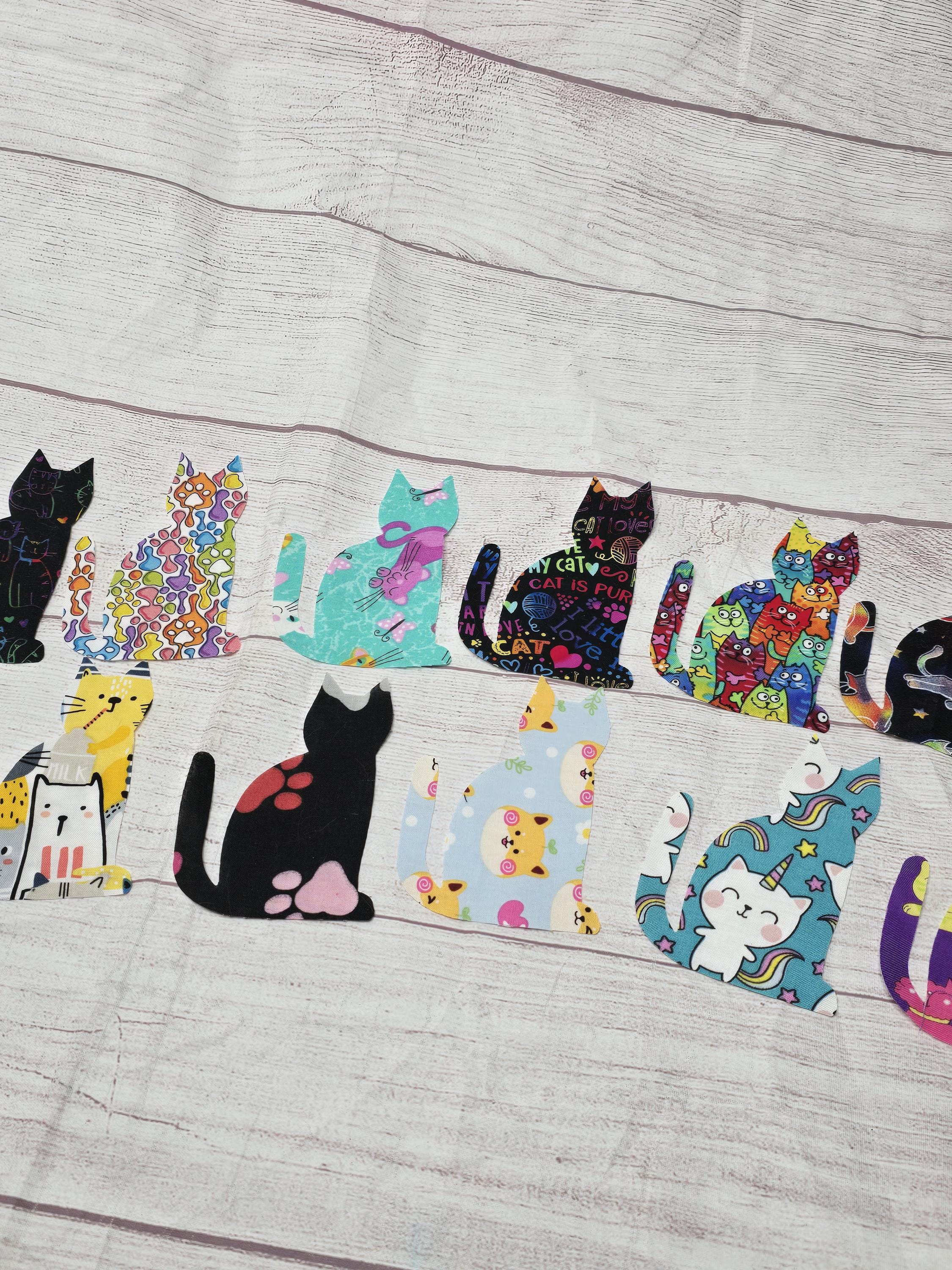 Die Cut Fabric Cats, Set of 20, Generic and Cat Prints, Precut Quilting ...