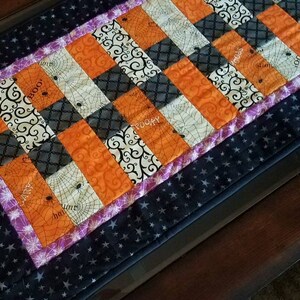 Quilted Halloween Table Runner October Table Topper Handmade - Etsy