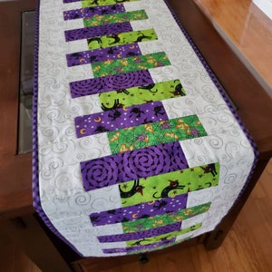 Quilted Halloween Table Runner, October Table Topper, Handmade Fall ...