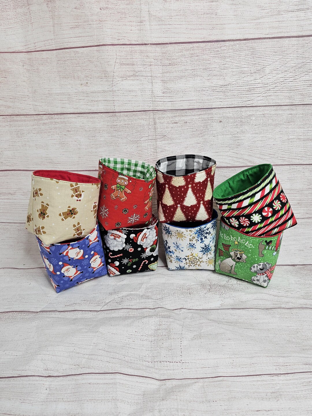 MINI Christmas Basket Bag Bin, Party Favor, Hostess Gift, Santa Claus ...