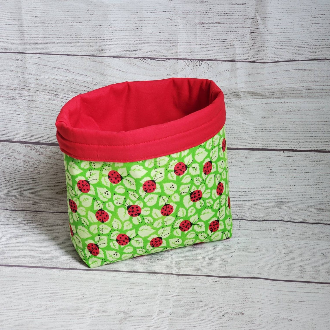 Ladybug Fabric Bag Basket Bin, Reversible Fabric Basket, Gardening ...