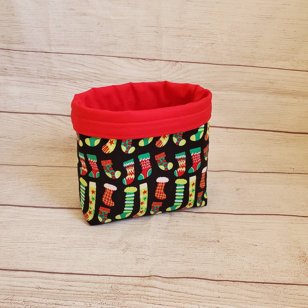 Christmas Stocking Fabric Bag Basket, Small Fabric Basket, Gift Basket ...