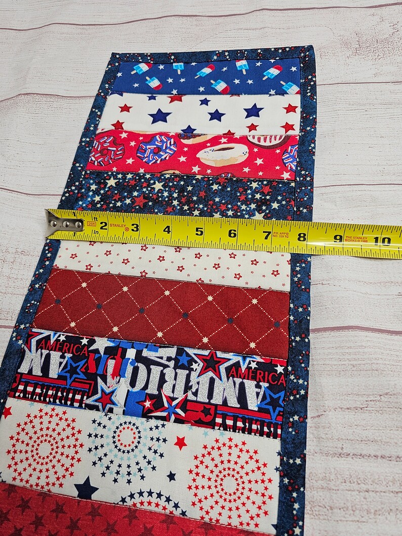Quilted 4th of July Table Runner, Memorial Day Topper, Red White Blue ...
