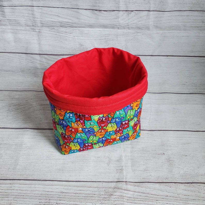 Cat Theme Fabric Bag Basket, Reversible Fabric Basket, Gift for Pet ...