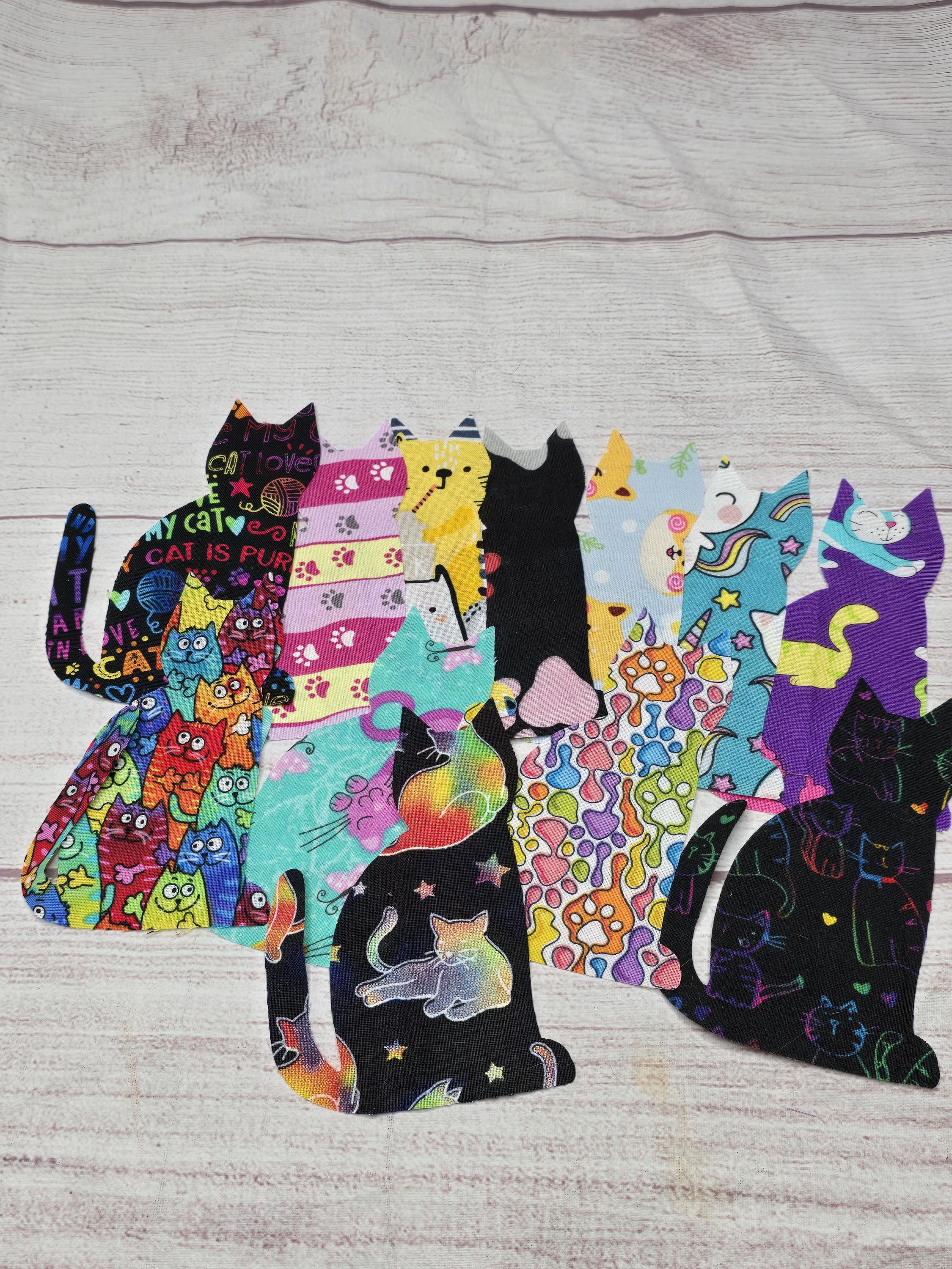 Die Cut Fabric Cats, Set of 20, Generic and Cat Prints, Precut Quilting ...