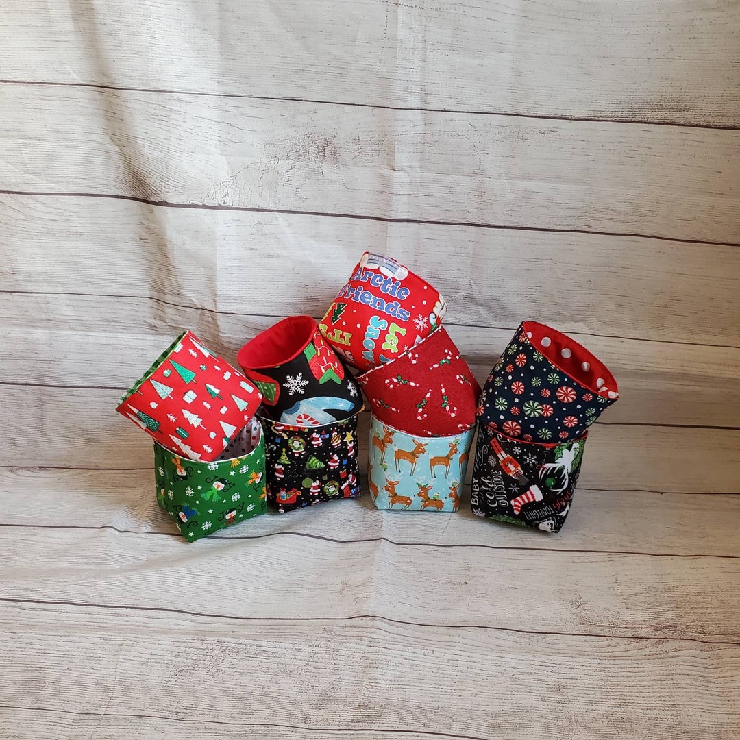 MINI Christmas Basket Bag Bin, Party Favor, Hostess Gift, Santa Claus ...