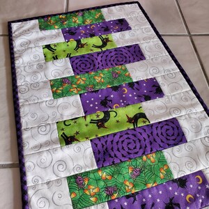 Quilted Halloween Table Runner, October Table Topper, Handmade Fall ...