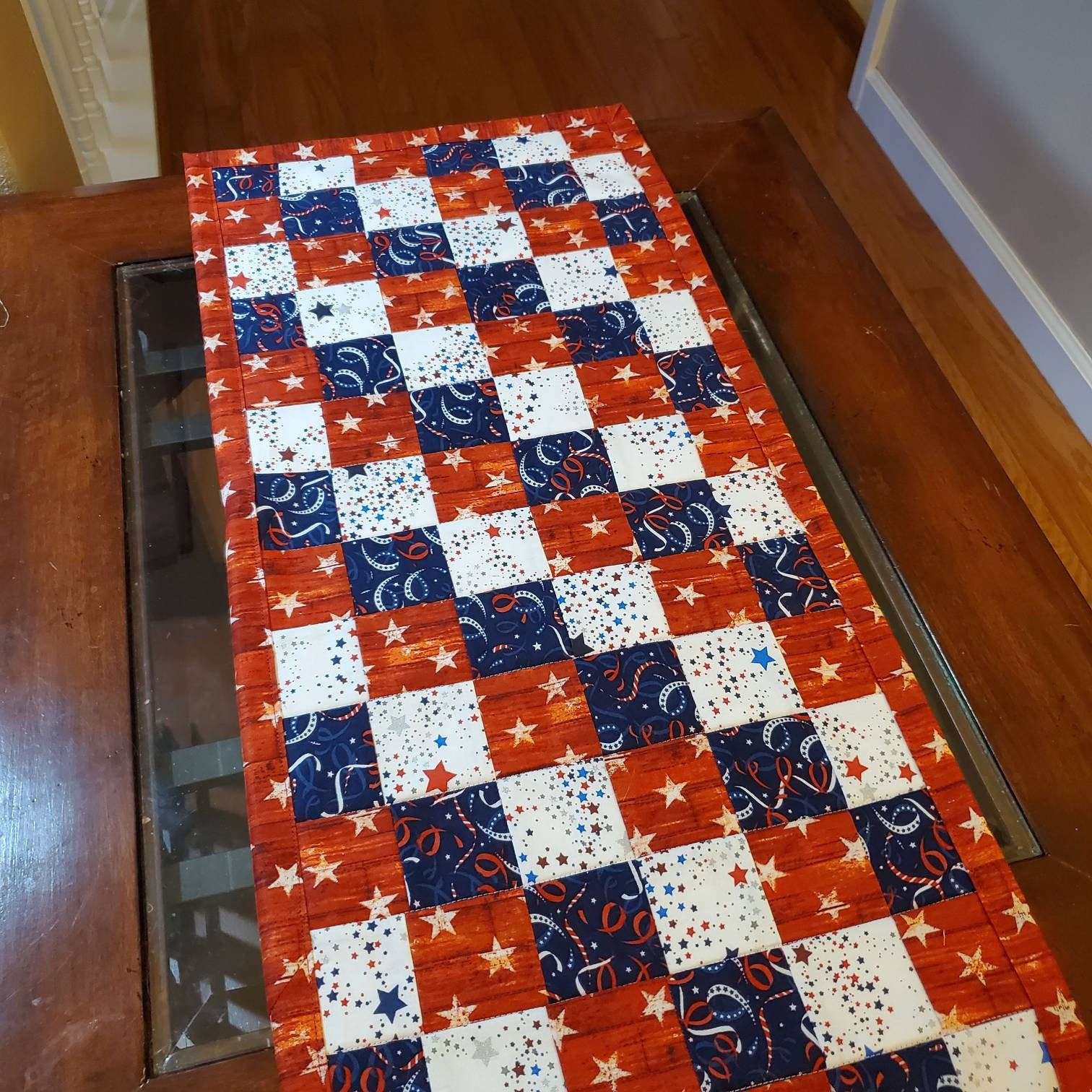 Quilted Fourth of July table runner and placemats stars and | Etsy