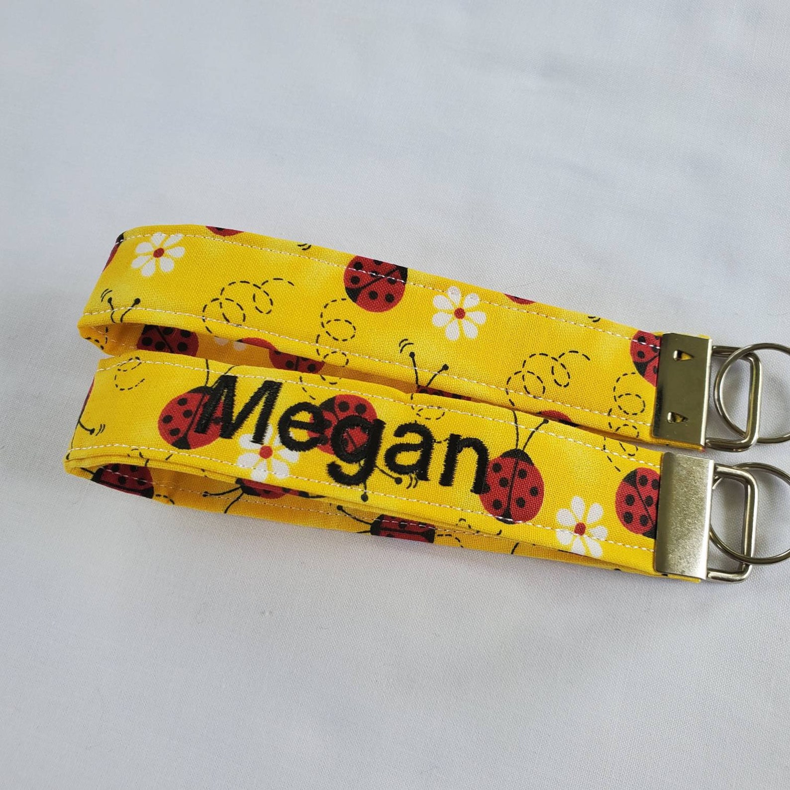 Custom Embroidered Wristlet Key Fob Keychain Lady Bug Print - Etsy