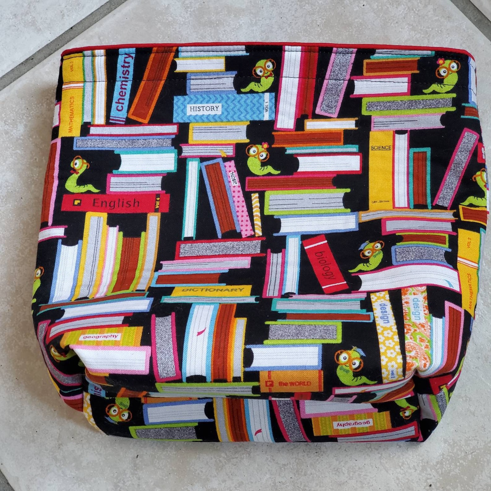 Bookworm Fabric Bag Basket Bin Bookstore Gift for Book - Etsy