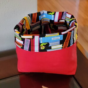 Bookworm Fabric Bag Basket Bin, Bookstore, Gift for Book Lovers, Reader ...