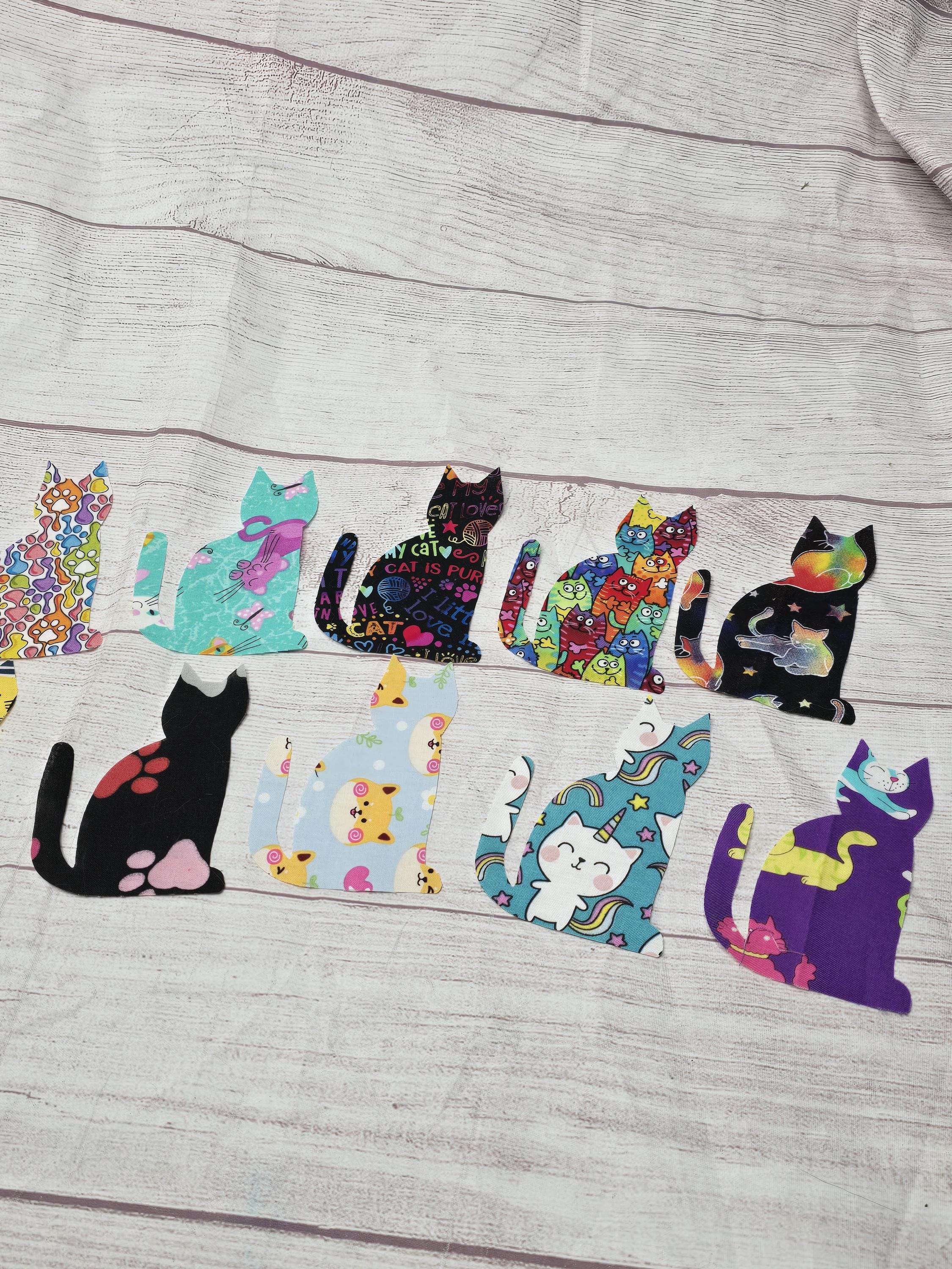 Die Cut Fabric Cats, Set of 20, Generic and Cat Prints, Precut Quilting ...