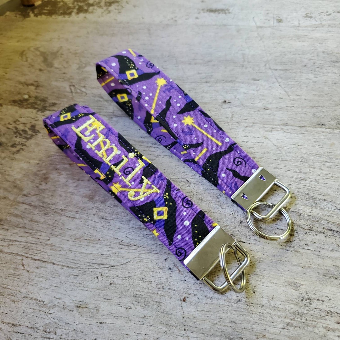 Embroidered Custom Wristlet Key Fob, Keychain, Witch Fabric ...