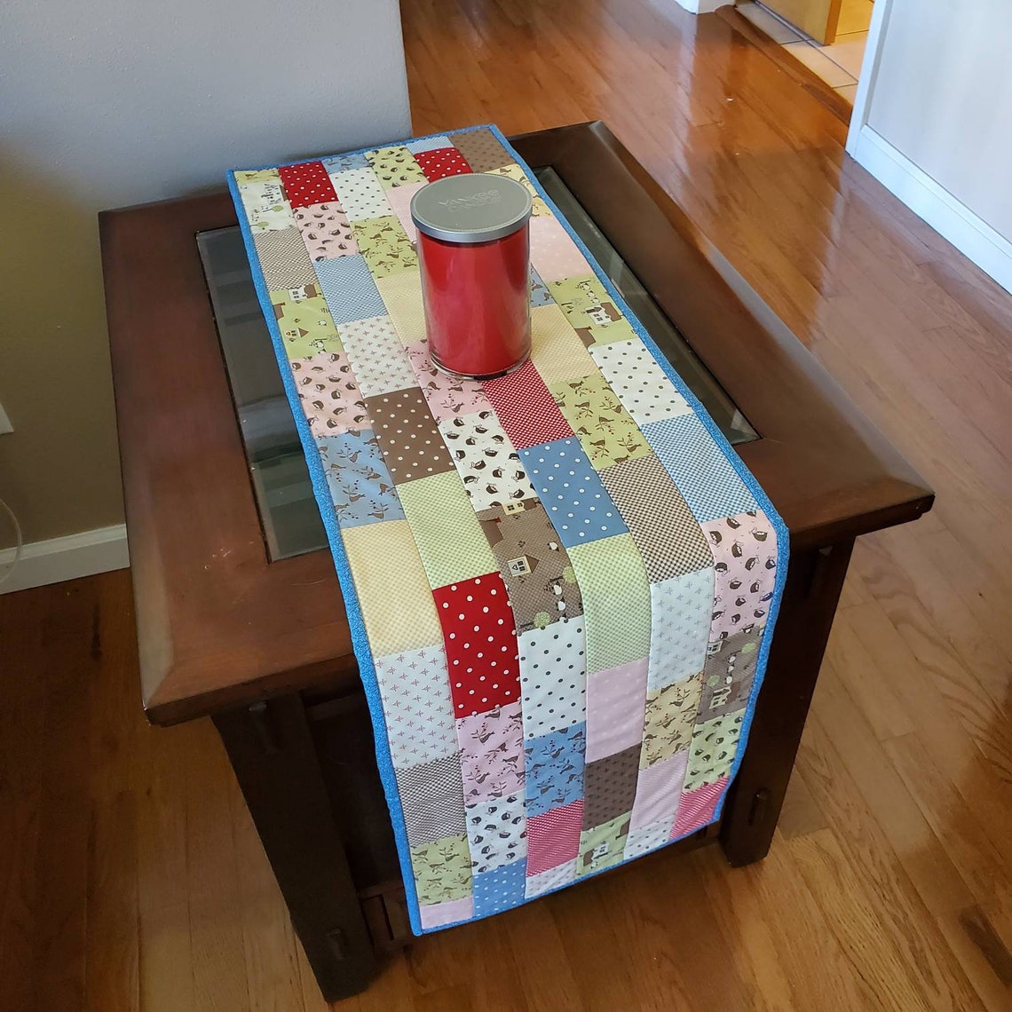 Quilted easter table topper runner pastel easter egg table | Etsy